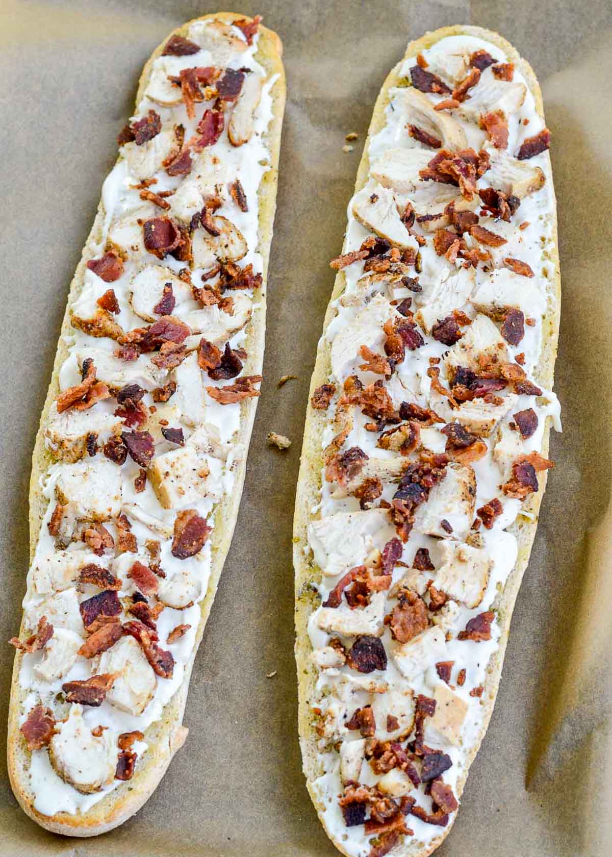 Chicken Bacon Ranch French Bread Pizza