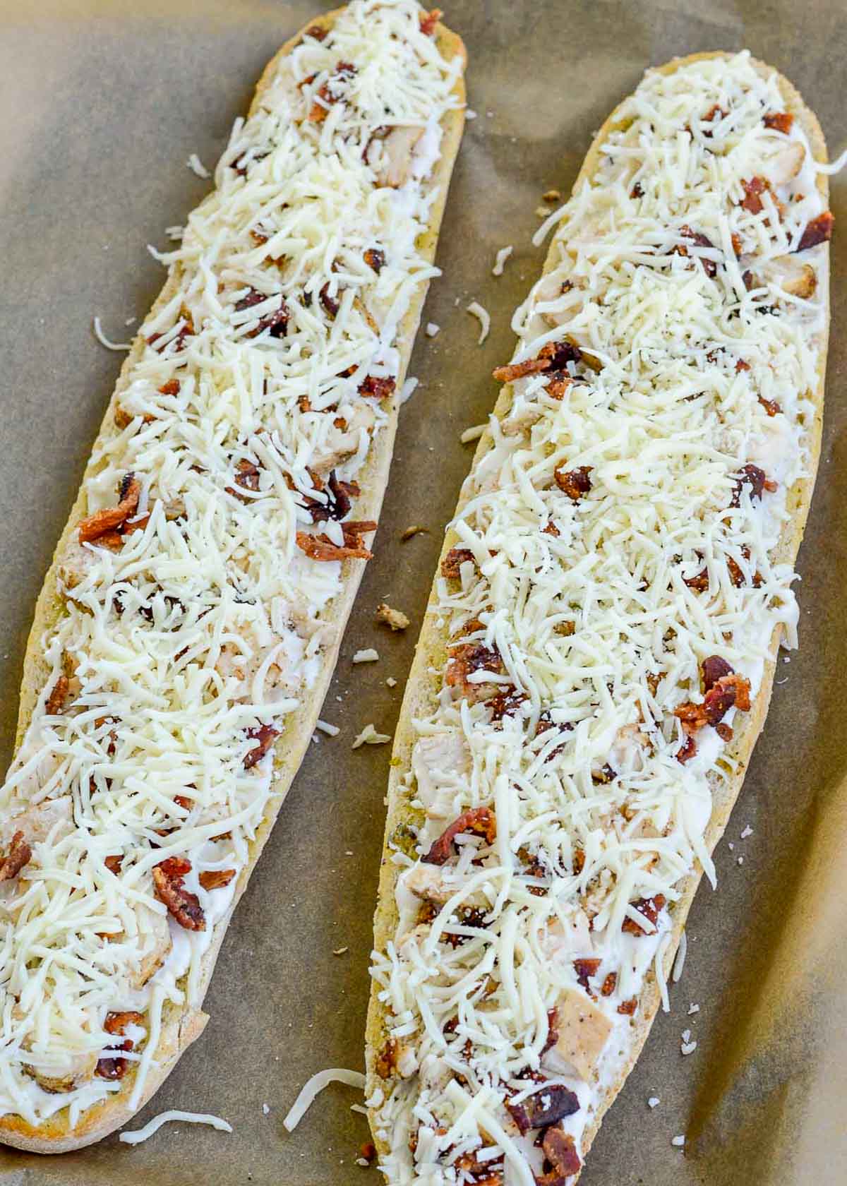 Chicken Bacon Ranch French Bread Pizza